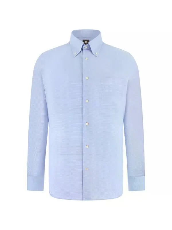 Boggi Milano Boston Collar Checked Shirt - Blue