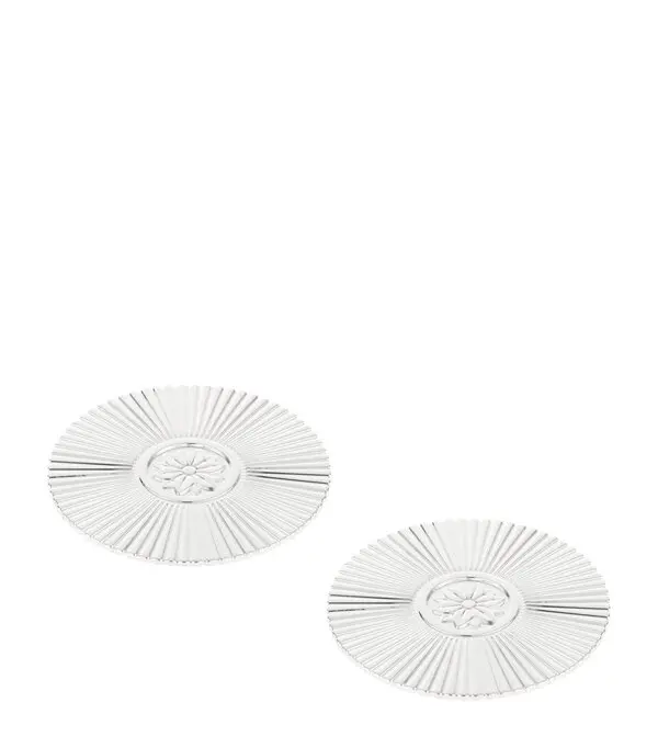 Christofle Set Of 2 -plated Palmettes Coasters - Silver