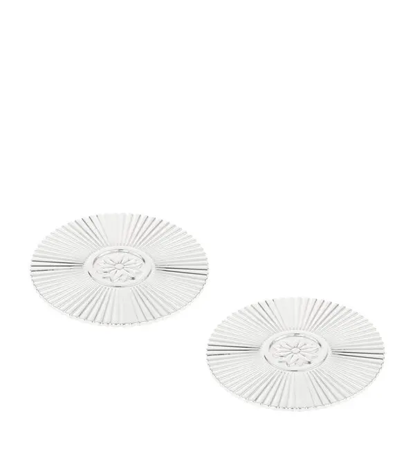 Christofle Set Of 2 -plated Palmettes Coasters - Silver
