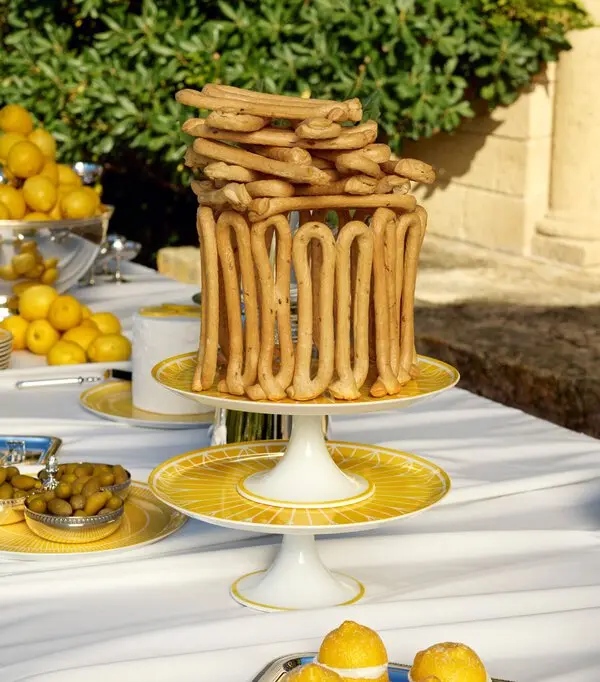 Christofle Porcelain Malmaison Riviera Cake Stand