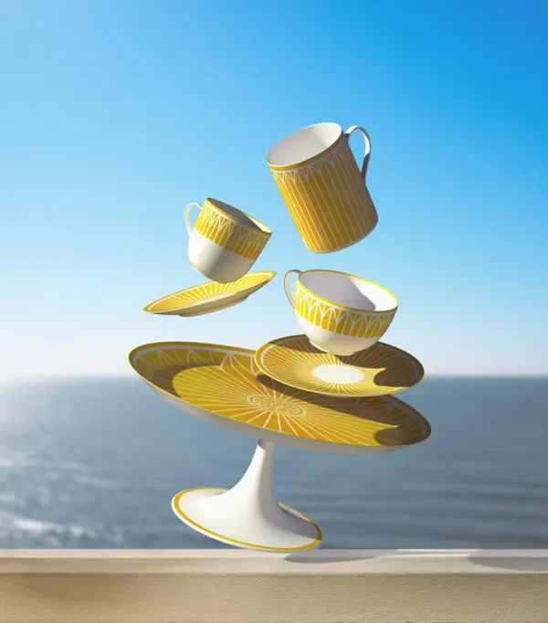 Christofle Porcelain Malmaison Riviera Espresso Cup And Saucer