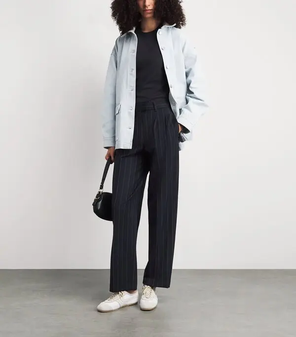 Rag & Bone Pinstripe Wide-leg Trousers - Navy