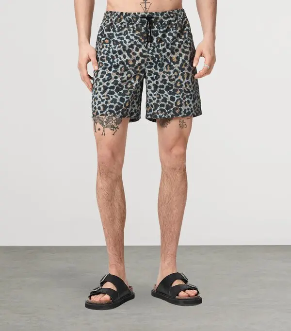 ALLSAINTS Leopard Print Swim Shorts - Grey