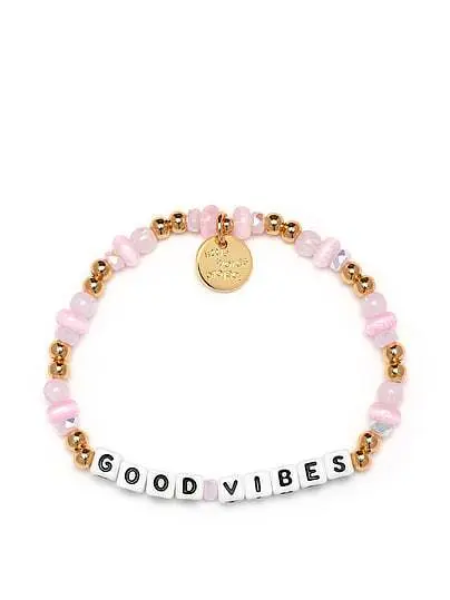 Pink Little Words Project Good Vibes Beaded Bracelet - Black
