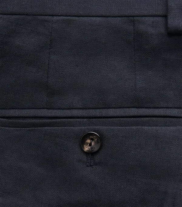 Agnona Linen Straight Trousers - Navy