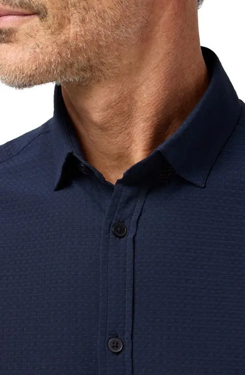 Mizzen+main Porter Trim Fit Short Sleeve Performance Button-up Shirt - Navy