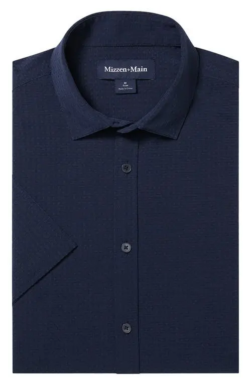 Mizzen+main Porter Trim Fit Short Sleeve Performance Button-up Shirt - Navy