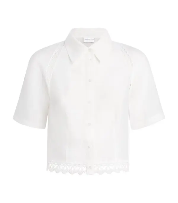 Claudie Pierlot Lace-trimmed Cropped Shirt - White