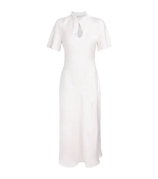 Claudie Pierlot Satin Short-sleeve Maxi Dress - White