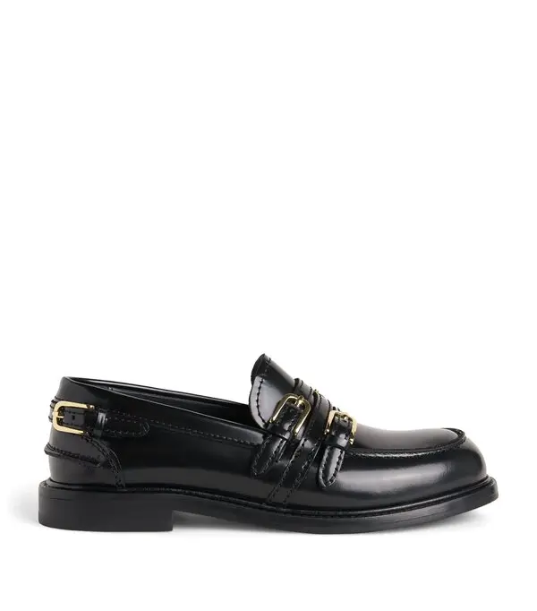 Sandro Leather Buckled Loafers - Black