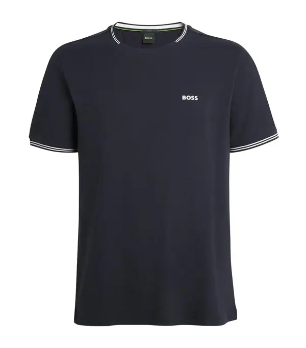 BOSS Stretch-cotton Logo T-shirt - Blue