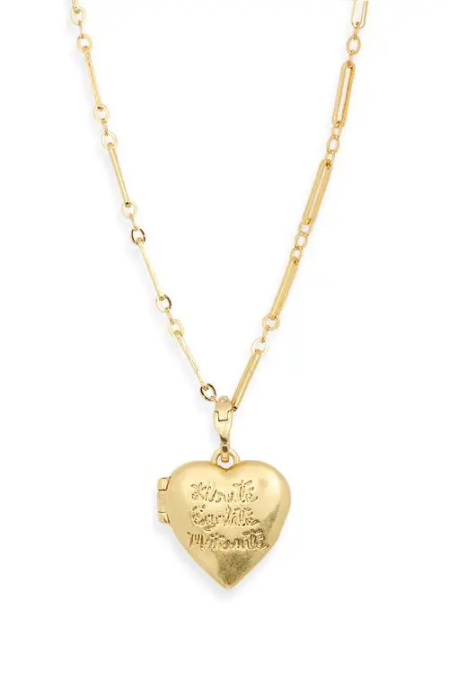 Clare V. Paper Clip Chain Heart Locket - Vintage Gold