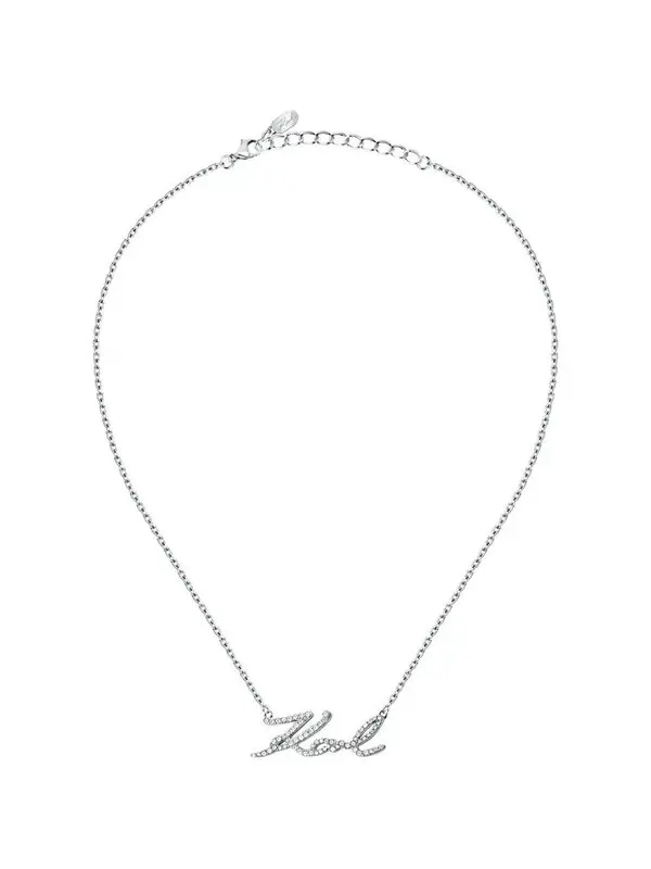 Karl Lagerfeld Encrusted-name Necklace - Silver