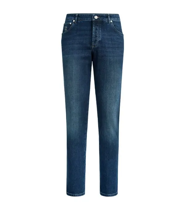 Brunello Cucinelli Stretch-cotton Slim Jeans - Blue