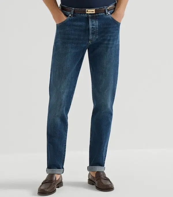 Brunello Cucinelli Stretch-cotton Slim Jeans - Blue