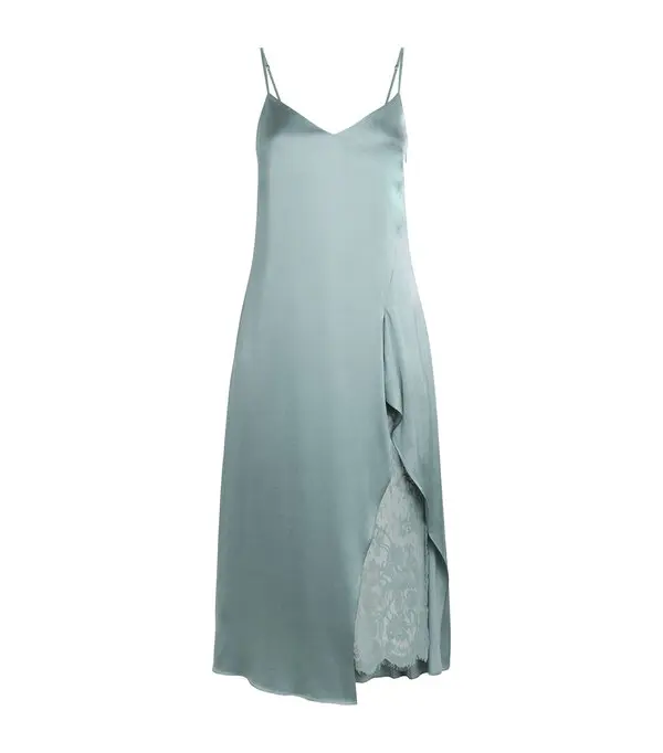 Acne Studios Satin Lace-trim Midi Dress - Blue