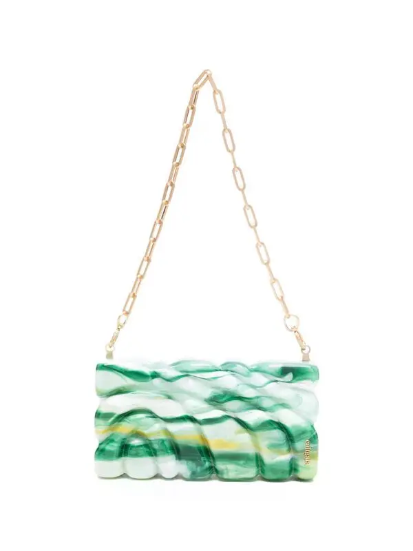 Cult Gaia Aura Marbled Clutch - Green