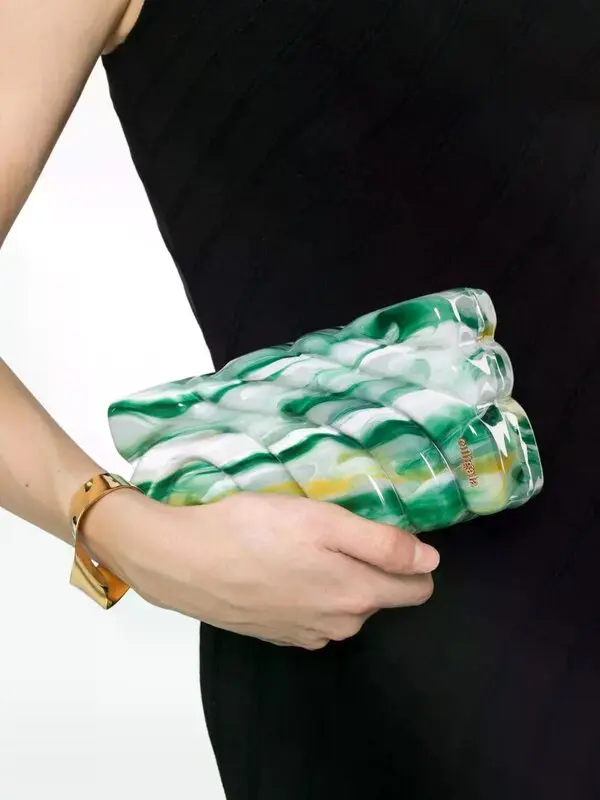 Cult Gaia Aura Marbled Clutch - Green