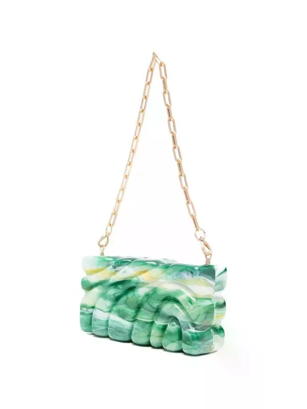 Cult Gaia Aura Marbled Clutch - Green