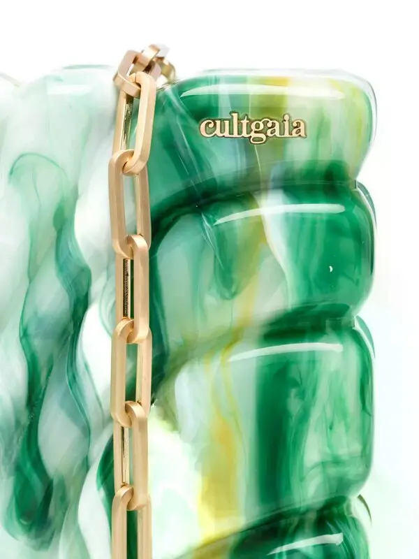 Cult Gaia Aura Marbled Clutch - Green