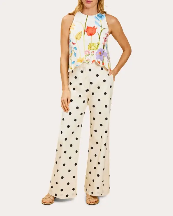 Mestiza New York Taylor Polka Dot Flared Pants - White