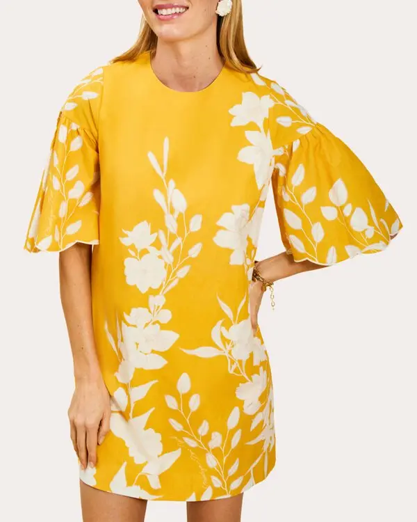 Mestiza New York Marianna Floral Poplin Mini Shift Dress - Yellow
