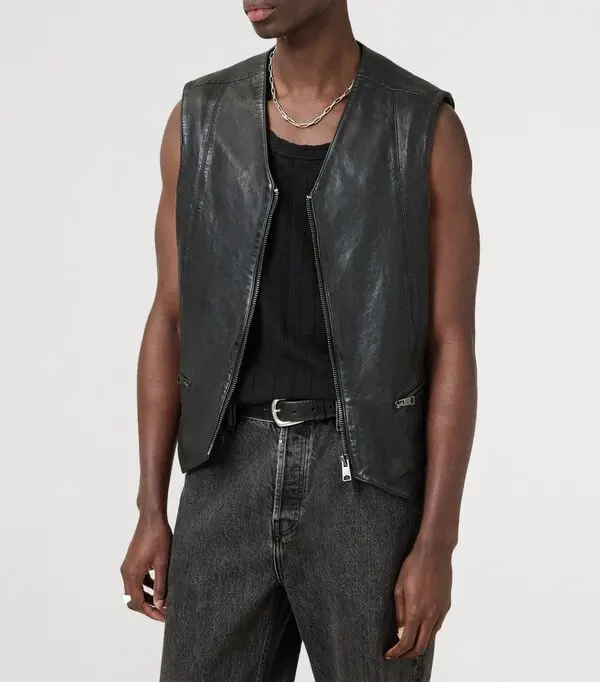 ALLSAINTS Leather Davies Waistcoat