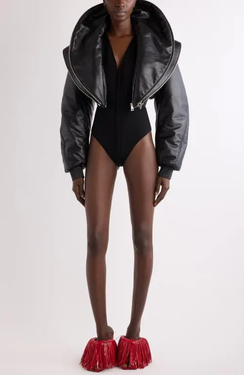 Givenchy Crop Double Zip Collar Bomber Jacket - Black