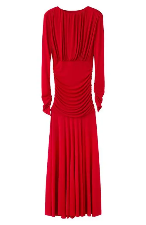 Mango Ruched Long Sleeve Maxi Dress