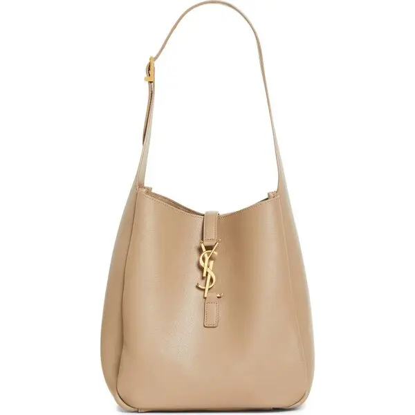 Saint Laurent Small Le 5 À 7 Leather Hobo Bag - Light Cumin