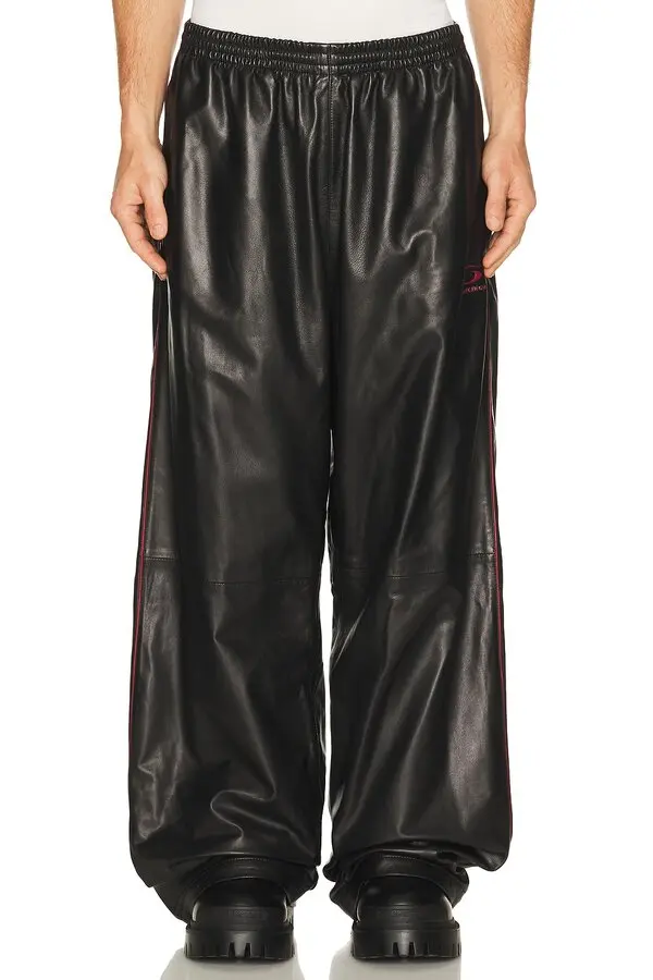Balenciaga Tracksuit Pants In Black - Black & Burgundy