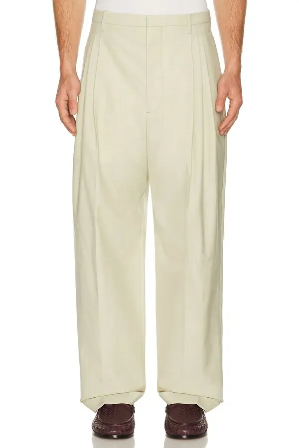 Bottega Veneta Wool Cotton Melange Gabardine Trousers - Linen Melange