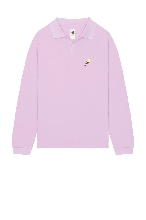 VOWELS Long Sleeve Pique Polo - Lavender