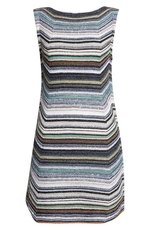 Missoni Metallic Chevron Stripe Sleeveless Sweater Dress - Multicolor Cold Tones