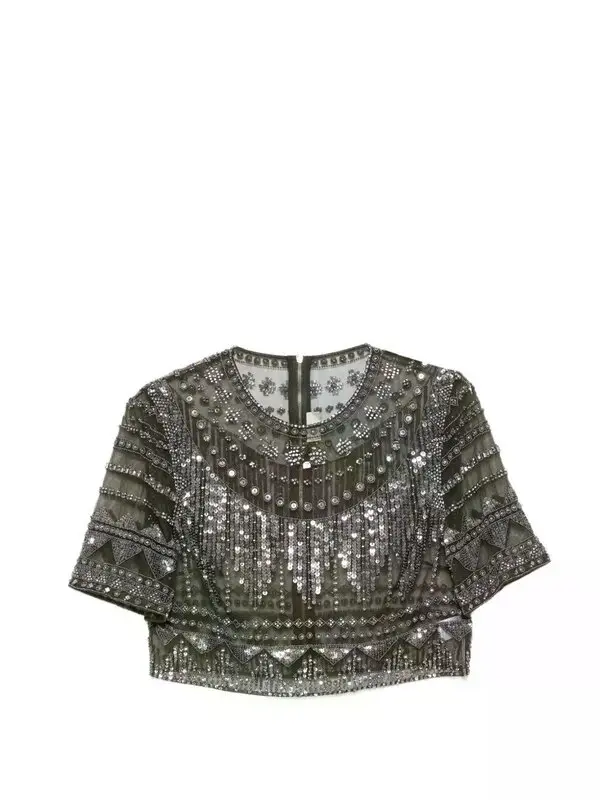 Elie Saab Sequin-embellished Beaded Top - Silver