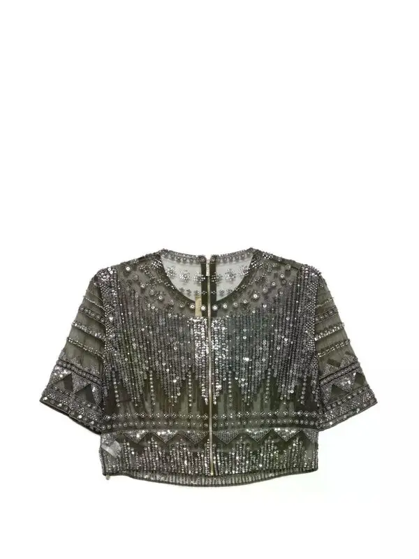 Elie Saab Sequin-embellished Beaded Top - Silver