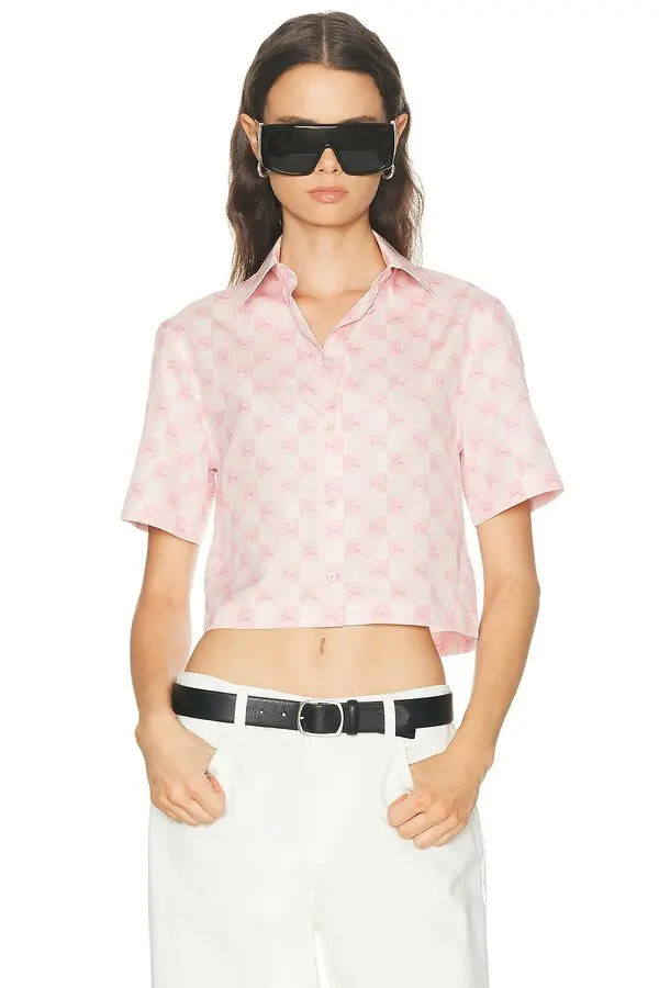 Burberry Abby Cropped Shirt - Peony Pink Ip Check
