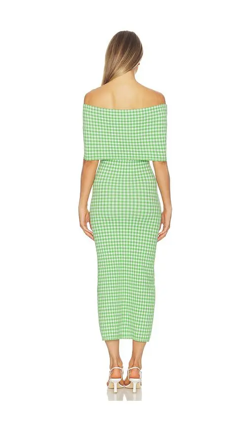 Alexis Costella Off-the-shoulder Gingham Maxi Dress - Green