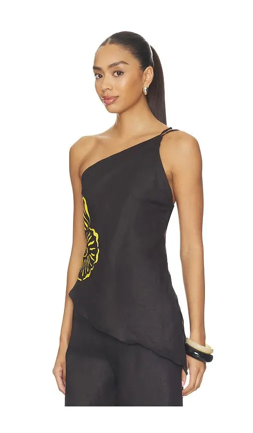 CALA DE LA CRUZ Linen Asymmetrical Top