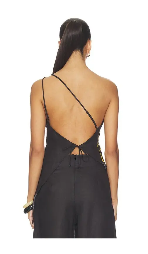 CALA DE LA CRUZ Linen Asymmetrical Top