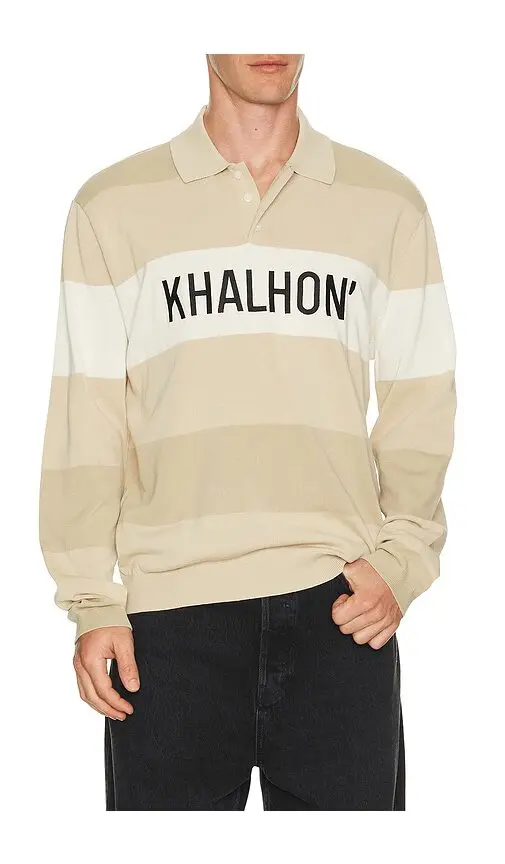 KHALHON Coastal Stripe Knit Polo Jacket