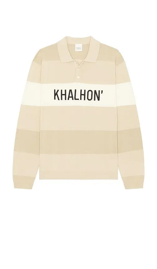 KHALHON Coastal Stripe Knit Polo Jacket