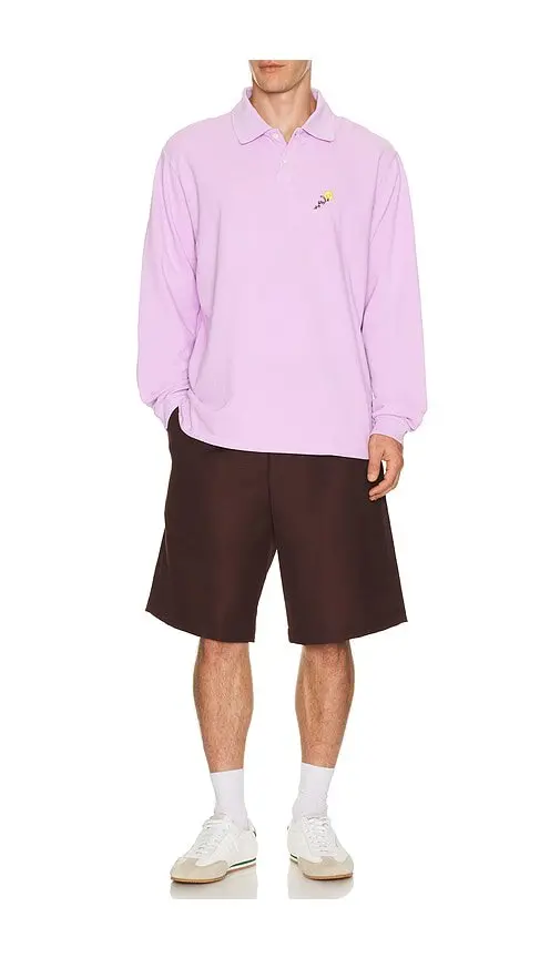 VOWELS Long Sleeve Pique Polo In . Also - Lavender