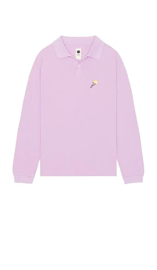 VOWELS Long Sleeve Pique Polo In . Also - Lavender