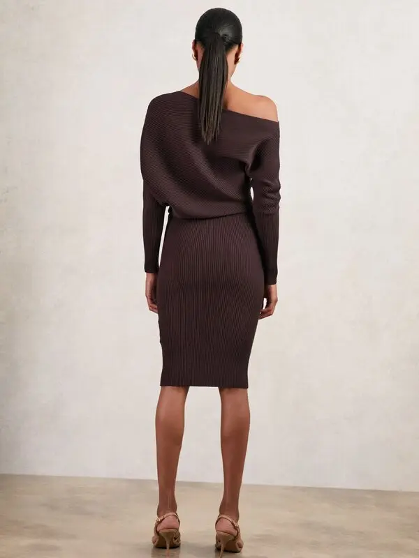 reiss lara off the shoulder dress REISS Lara Off-The-Shoulder Ribbed Dress