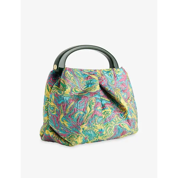 Dries Van Noten Floral-Jacquard Cross-Body Bag With Resin Handle