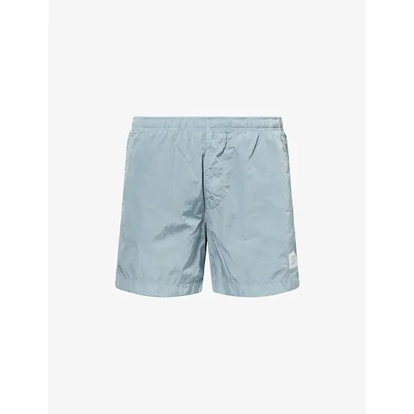 C.P. COMPANY Brand-embroidered Swim Shorts - Silver Blue