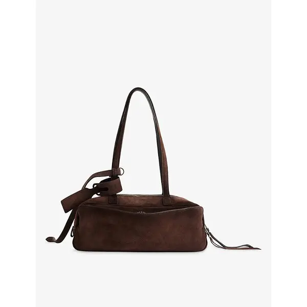 Balenciaga Carrie Small Suede Bowling Bag - Light Espresso