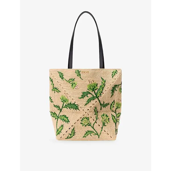 Loewe X Paula's Ibiza Puzzle Fold Medium Raffia Tote - Natural/green