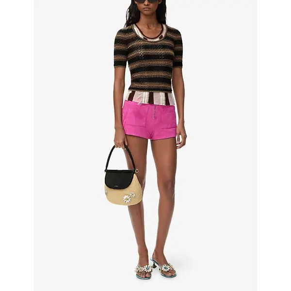 Loewe X Paula's Ibiza Side-zip Suede Mini Shorts